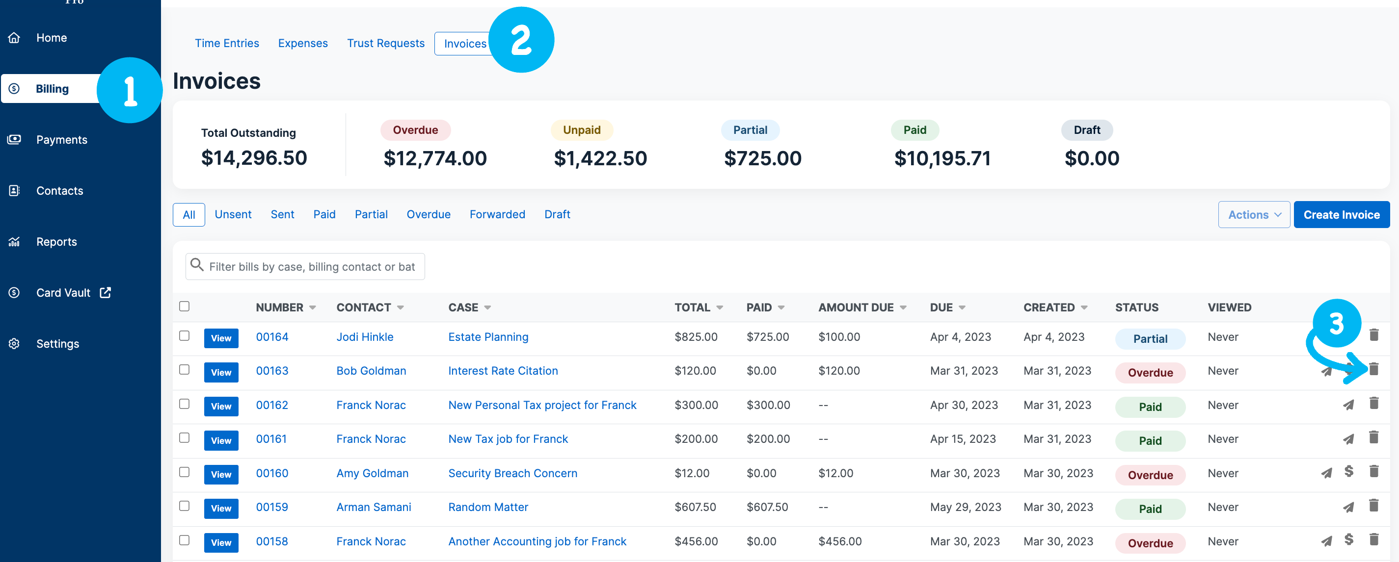 Deleting a Invoice – LawPay